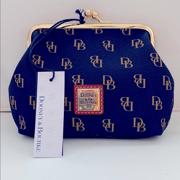 Dooney & Bourke | Bags | Dooney Bourke Kisslock Blue And Gold Coin Bill ...